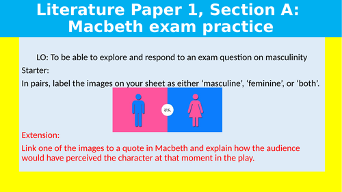 AQA Macbeth revision - How does Shakespeare present masculinity in act 1.7 and the wider play ...