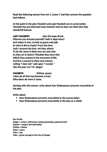 AQA Macbeth revision - How does Shakespeare present masculinity in act ...