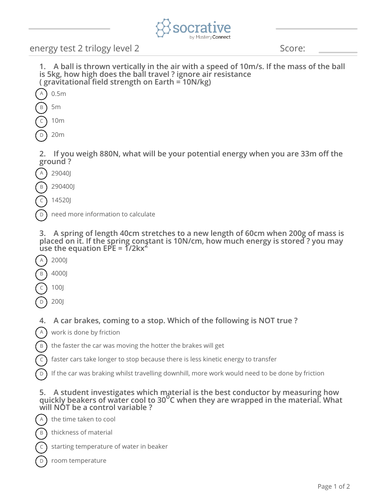 AQA physics GCSE 9 -1 exam practice M/C revision questions for paper 1 ...