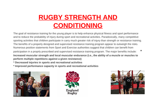 Rugby Strength and Conditioning | Teaching Resources