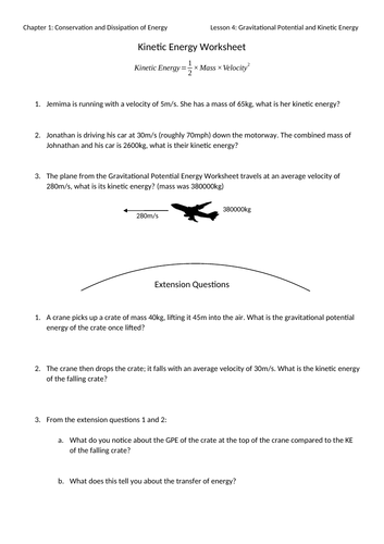 Kinetic Energy Worksheet with Answers | Teaching Resources