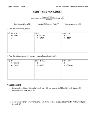 resistance-worksheet-with-answers-teaching-resources