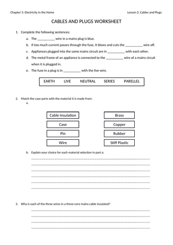 Cables and Plugs Whole Lesson with Worksheets | Teaching Resources