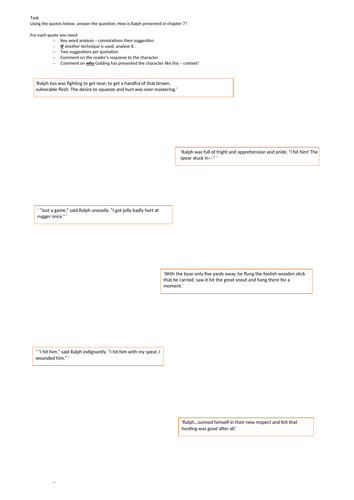 Lord Of The Flies Chapter 7 analysis essay plan | Teaching Resources