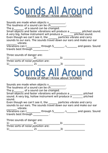 Sounds Review / Assessment Activity Y5/6 | Teaching Resources