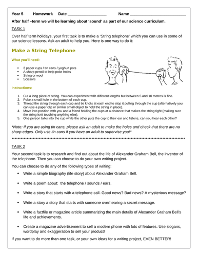 Make a String Telephone / Research on Alexander Graham Bell Activities ...