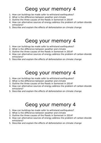 Geog your memory for Paper 1 AQA A GCSE Geography | Teaching Resources