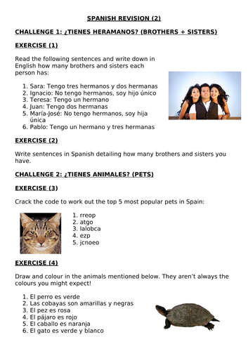 Spanish Revision (2) | Teaching Resources