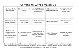 Command Word Match Up Task for AQA A GCSE Geography | Teaching Resources