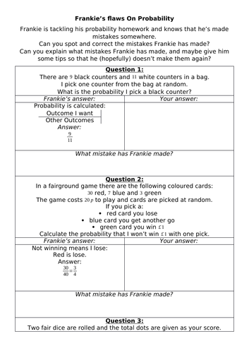 Erica's errors - GCSE | Teaching Resources Erica's errors - GCSE | Teaching Resources