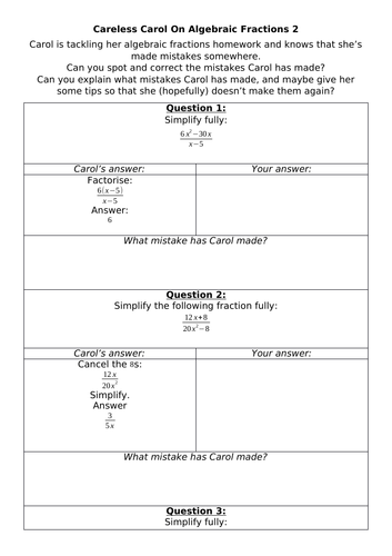 Erica's errors - GCSE | Teaching Resources Erica's errors - GCSE | Teaching Resources