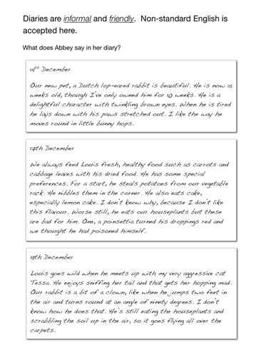 Practise Writing An Informal Diary On Your Pet (9-14 years) | Teaching ...