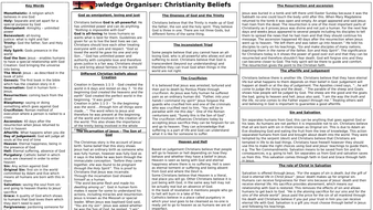 New Spec AQA Religious Studies Christian Beliefs knowledge organiser | Teaching Resources