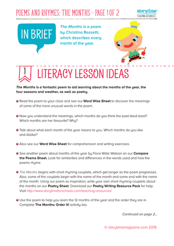 Storytime - The Months of the Year Pack | Teaching Resources