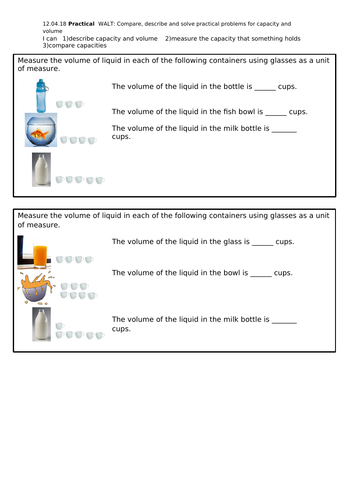 Year 1 Measure capacity and volume | Teaching Resources Year 1 Measure capacity and volume | Teaching Resources