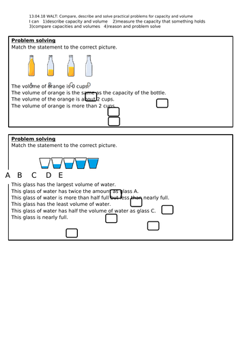 Year 1 Measure capacity and volume | Teaching Resources Year 1 Measure capacity and volume | Teaching Resources
