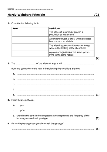Hardy-Weinberg Principle (Powerpoint and three accompanying worksheets ...