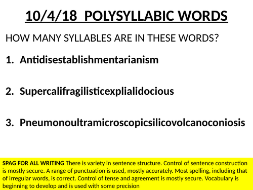 Vocabulary building lesson on polysyllabic words | Teaching Resources