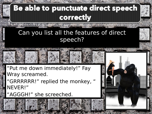 KING KONG - LESSON 8 - DIRECT SPEECH | Teaching Resources