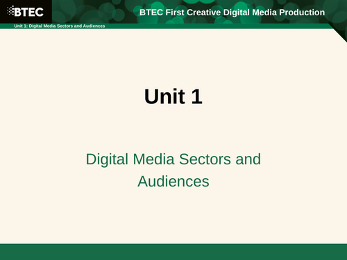 Unit 1 Bundle: BTEC First in Creative Digital Media Production ...