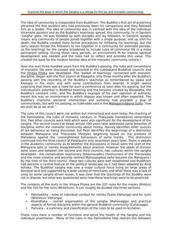 A-Level Buddhism -Notes on the ways in which the Sangha is a refuge for ...