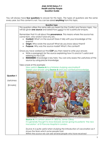 AQA GCSE History Health and the People QUESTION GUIDE | Teaching Resources