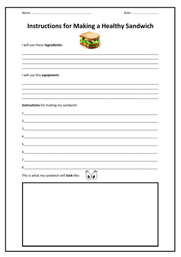 DT - Design & make a Healthy Sandwich | Teaching Resources
