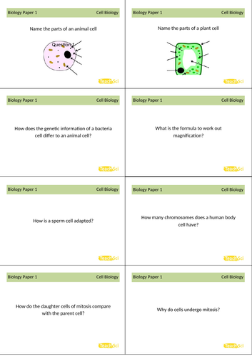 Biology AQA GCSE Flashcards (Paper 1) | Teaching Resources