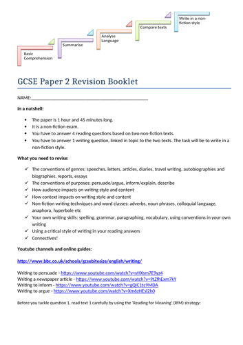 AQA English Paper 2 - Condensed Study Guide with revision suggestions ...