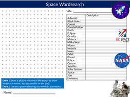 Space Wordsearch Sheet Starter Activity Keywords Cover Science Physics ...