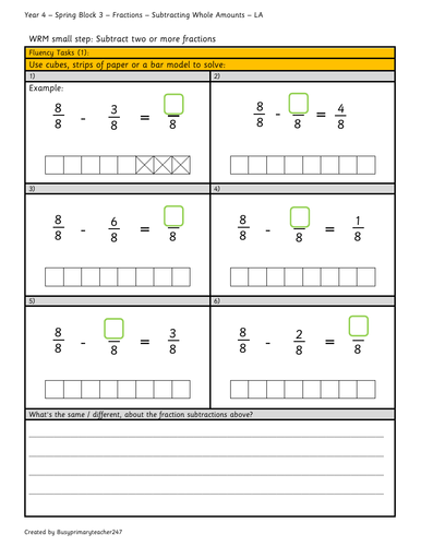 Year 4 – Subtract from Whole Amounts – Spring Block 3 – Fractions ...
