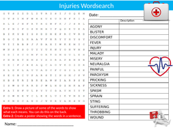 First Aid Injuries Wordsearch Sheet Starter Activity Keywords Cover ...