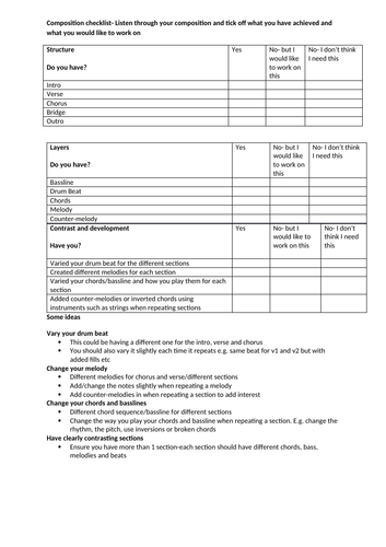 Composition top tips, guide and audits for GCSE students | Teaching ...