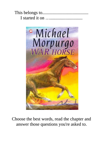 War Horse by Michael Morpurgo workbook (differentiated). | Teaching ...