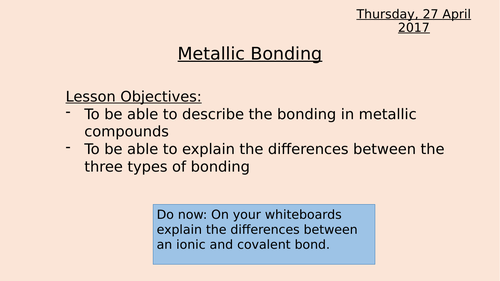 Metallic Bonding | Teaching Resources