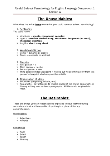 Revise WJEC EDUQAS English Language Component One Section A Subject ...