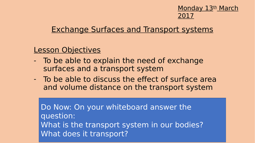 Exchange Surfaces and Transport systems | Teaching Resources