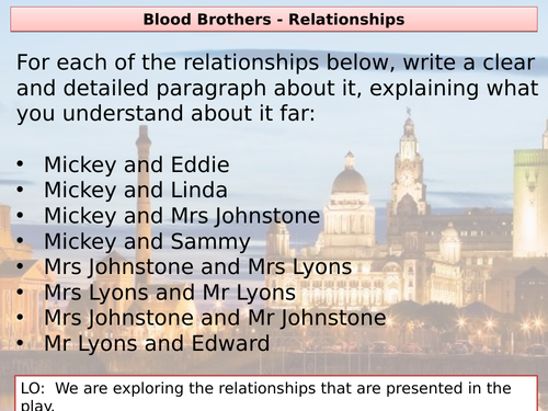 Eduqas Blood Brothers - Planning Task | Teaching Resources