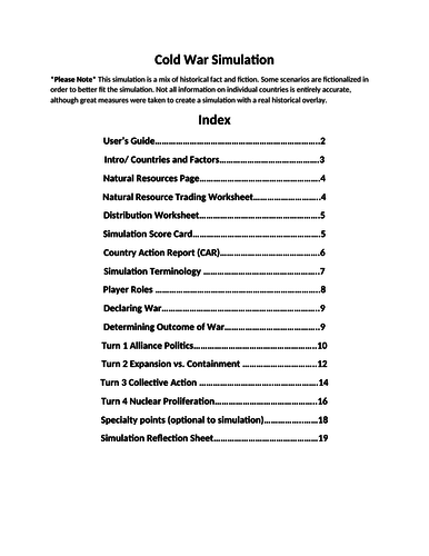 U.S. History Cold War Simulation | Teaching Resources
