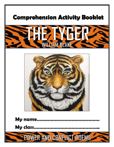 The Tyger - William Blake - Comprehension Activities Booklet ...