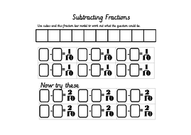 Year 3 Subtracting Fractions Using Bar Model and Cubes | Teaching Resources