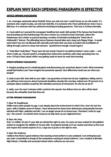 English language Paper 2 Question 5 how to write an effective opening ...