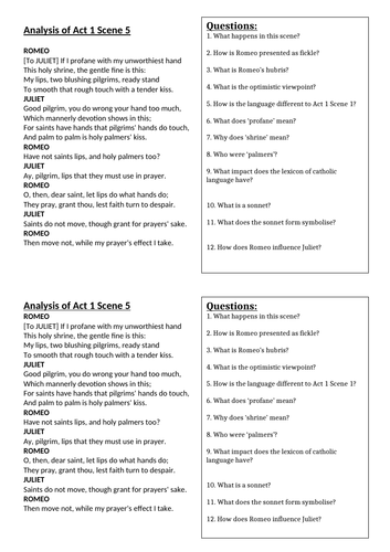 ROMEO AND JULIET 9-1 | Teaching Resources