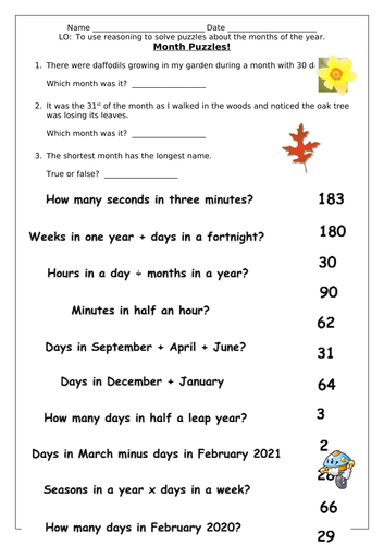 Y3 Time Free Taster | Teaching Resources