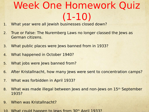 KS3 History: Holocaust Knowledge Organiser & Quizzes | Teaching Resources