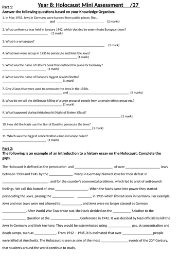 KS3 History: Holocaust Mini Assessment Lesson | Teaching Resources