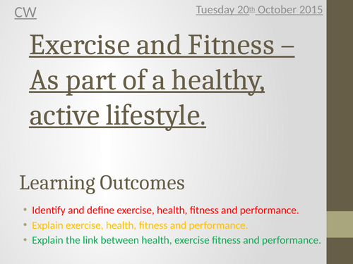 Edexcel GCSE PE - Exercise, fitness and health lesson | Teaching Resources