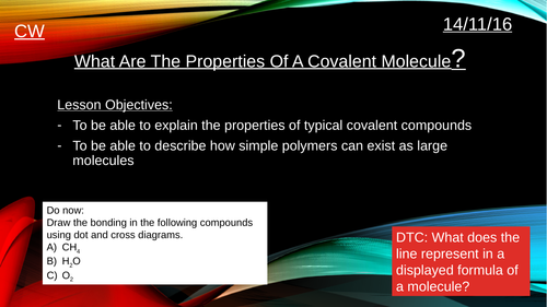 Properties of covalent bonding | Teaching Resources