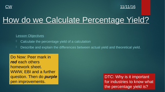 Percentage Yield | Teaching Resources