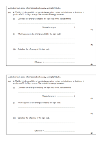 KS4 P1.7 Energy and efficiency | Teaching Resources